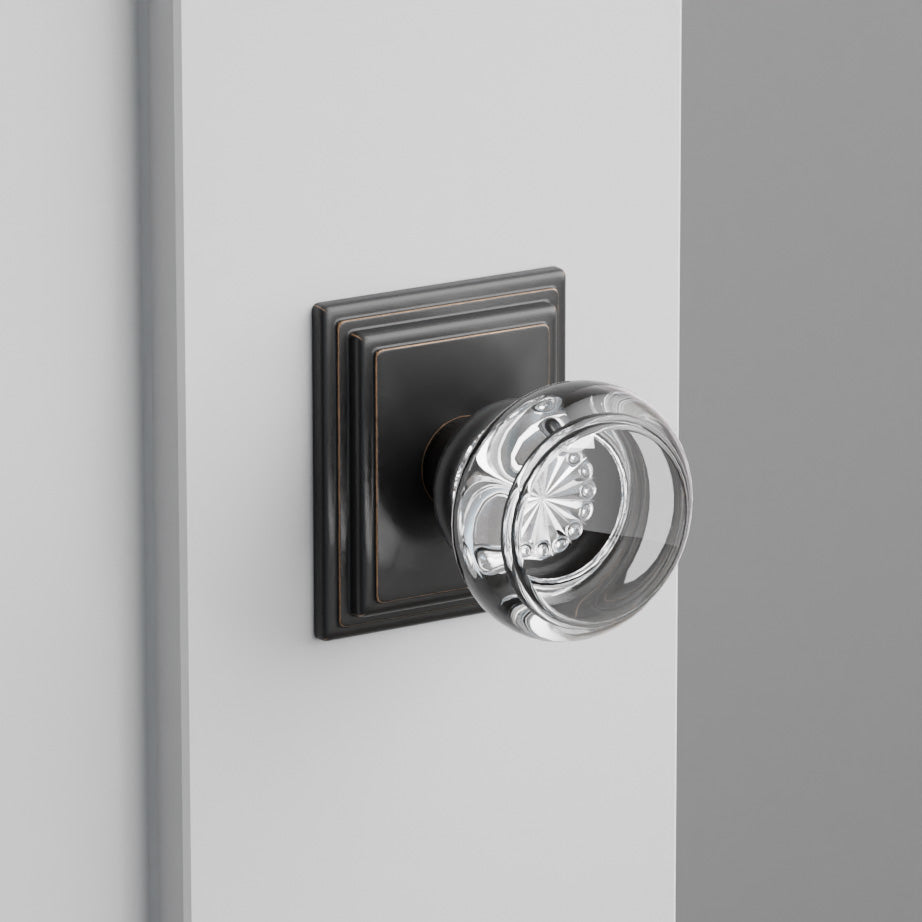 Emtek Georgetown Crystal Knob Dummy Pair Polished Nickel Wilshire Rosette