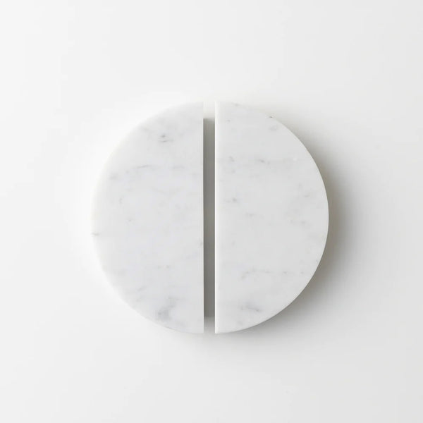 White Carrara Marble Arc Handle [Pair]